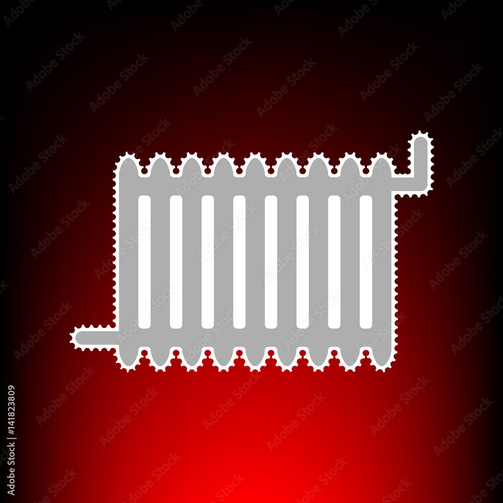 Radiator sign. Postage stamp or old photo style on red-black gradient ...