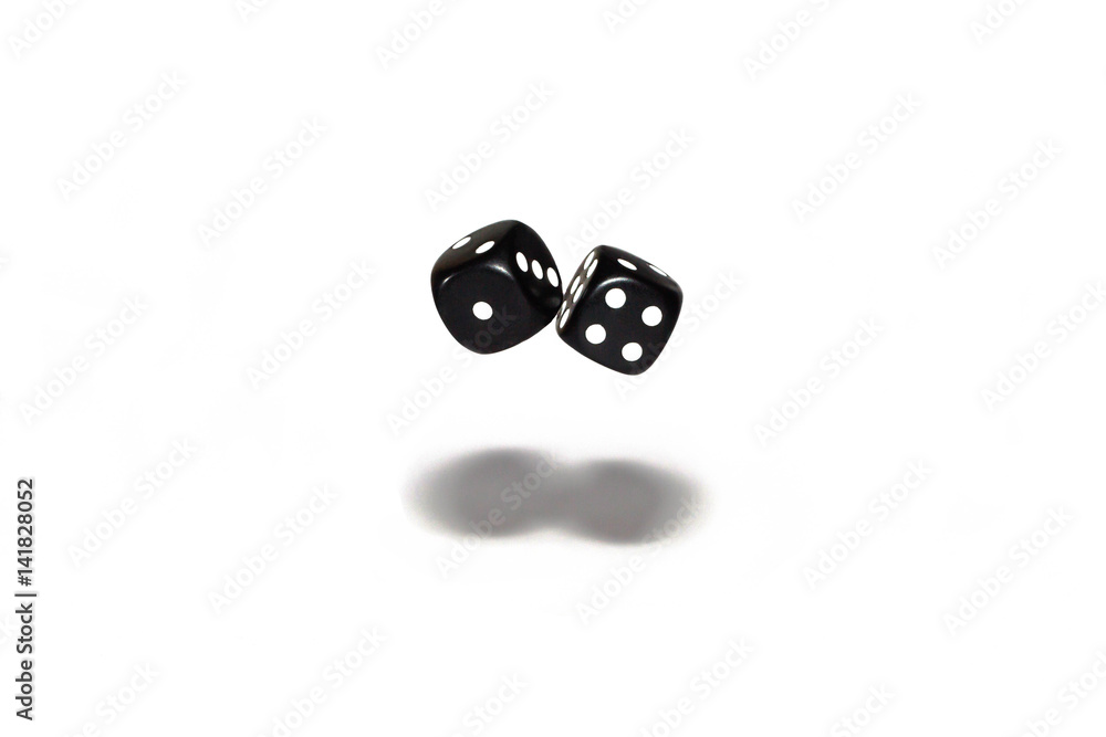 Falling dice. Children's Board games. Isolated. Stock Photo | Adobe Stock