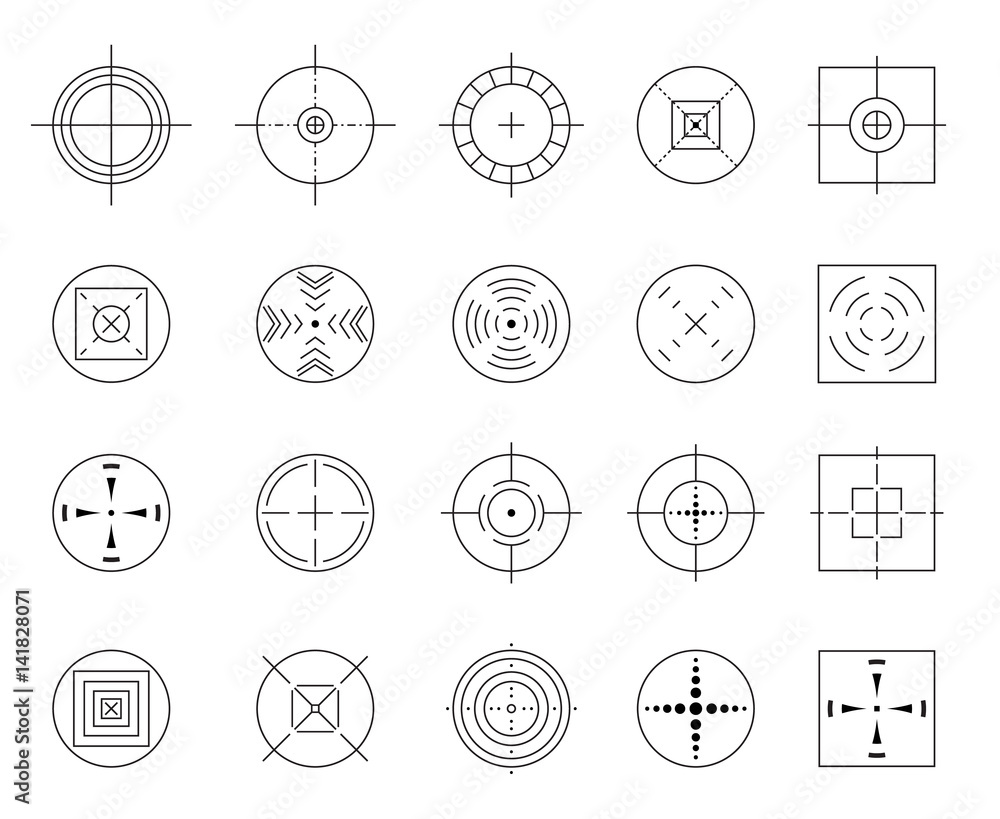 Collection of vector flat simple targets isolated on white background ...
