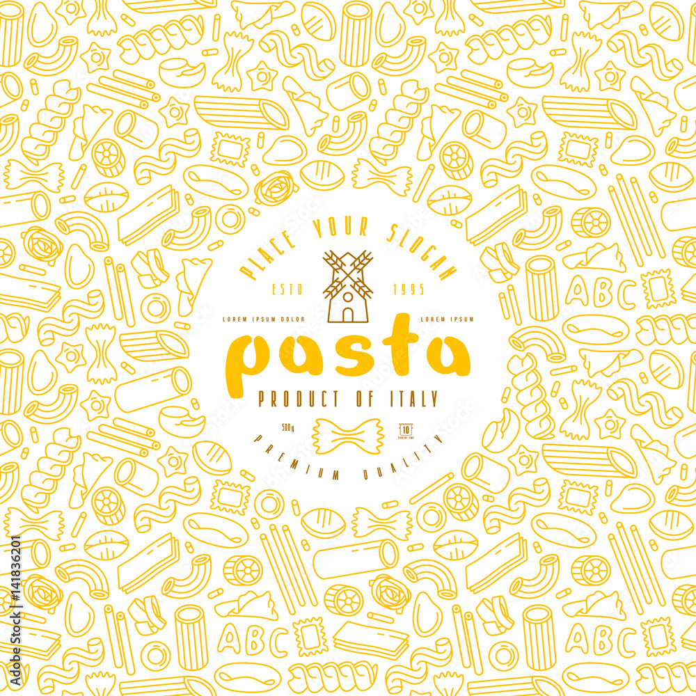 Pasta label and frame with pattern Stock Vector | Adobe Stock