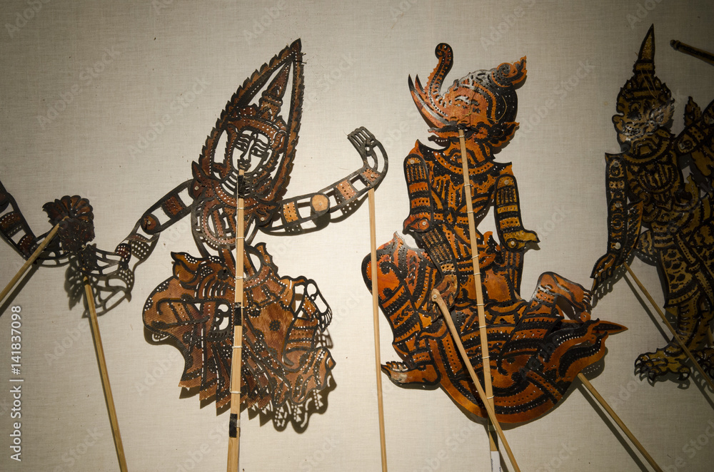 Traditional characters of balinese and javanese folk shadow puppets ...