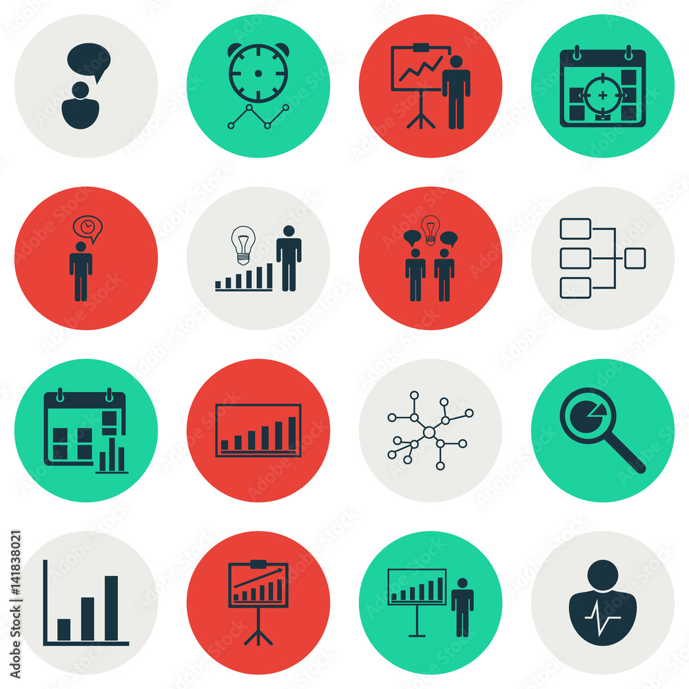 Set Of 16 Authority Icons. Includes Personal Character, Project Targets ...