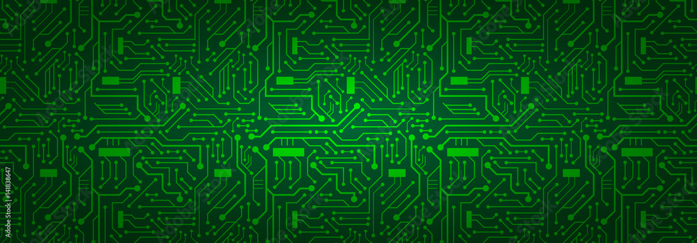 Circuit Board Banner Background (green) Stock Vector | Adobe Stock
