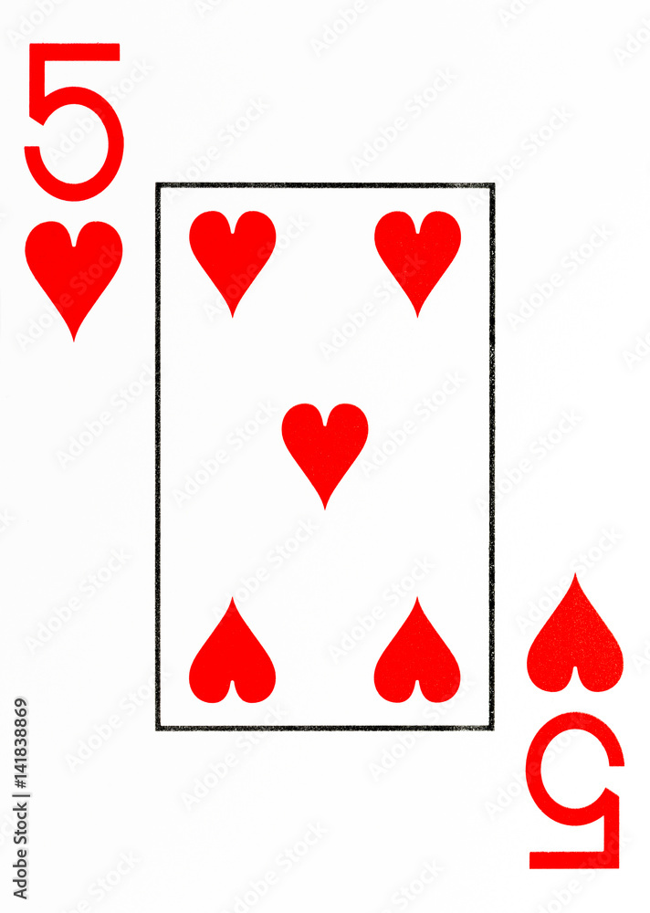 large index playing card 5 of hearts Stock Illustration | Adobe Stock