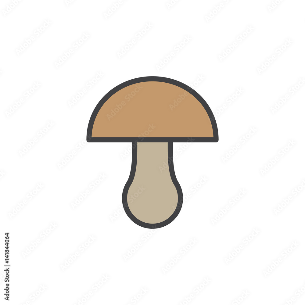 Mushroom line icon, filled outline vector sign, linear colorful ...