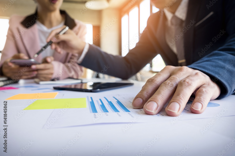 Team work process. young business managers crew working with new ...