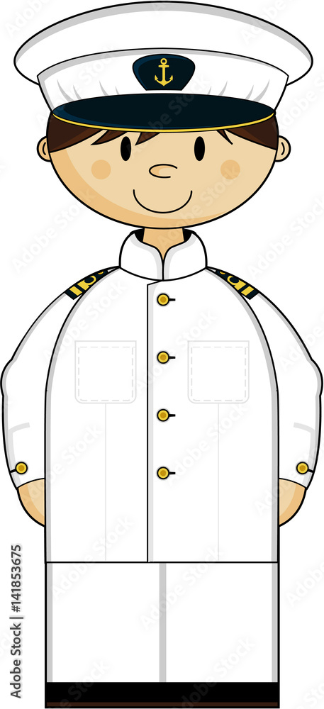 Cute Cartoon Navy Officer Stock Vector | Adobe Stock