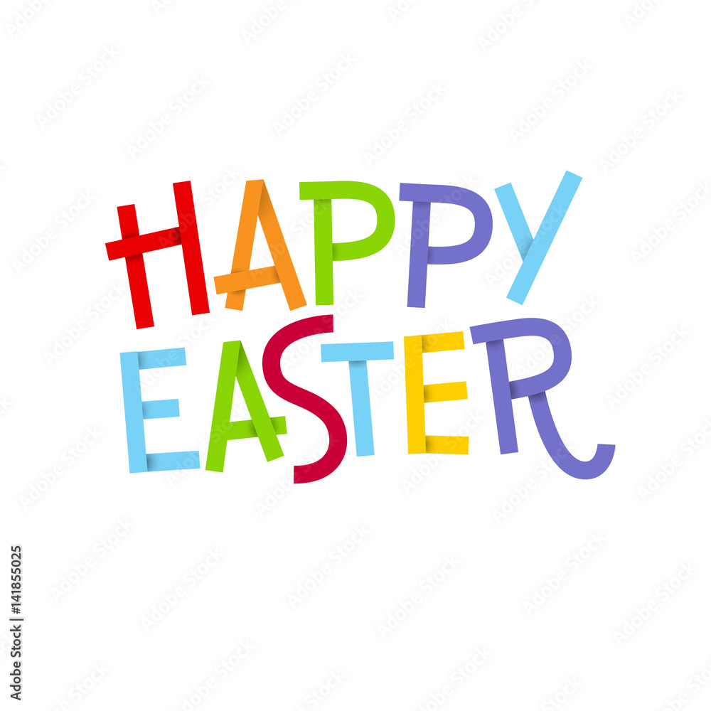 Happy Easter lettering. Ribbon font. Vector illustration isolated on ...