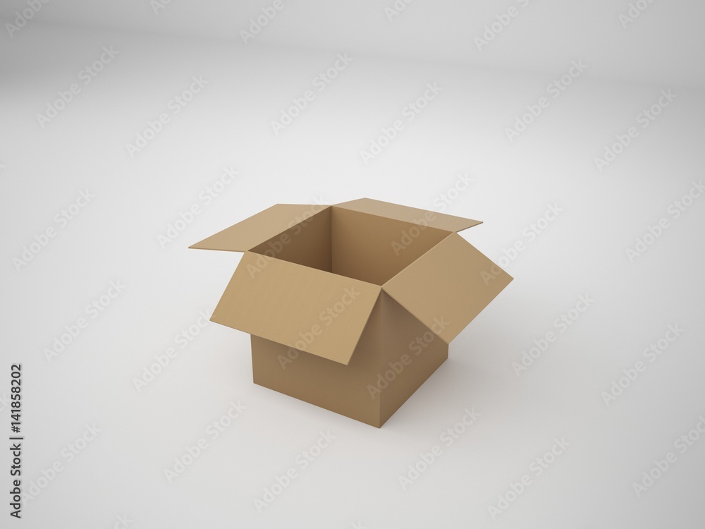 3D Rendering corrugated box isolated on white background, illustration ...