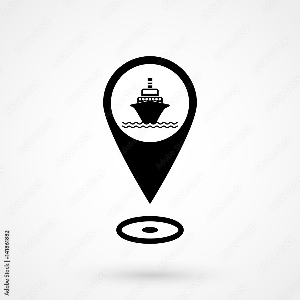 Location of the ship on the map icon Stock-Vektorgrafik | Adobe Stock