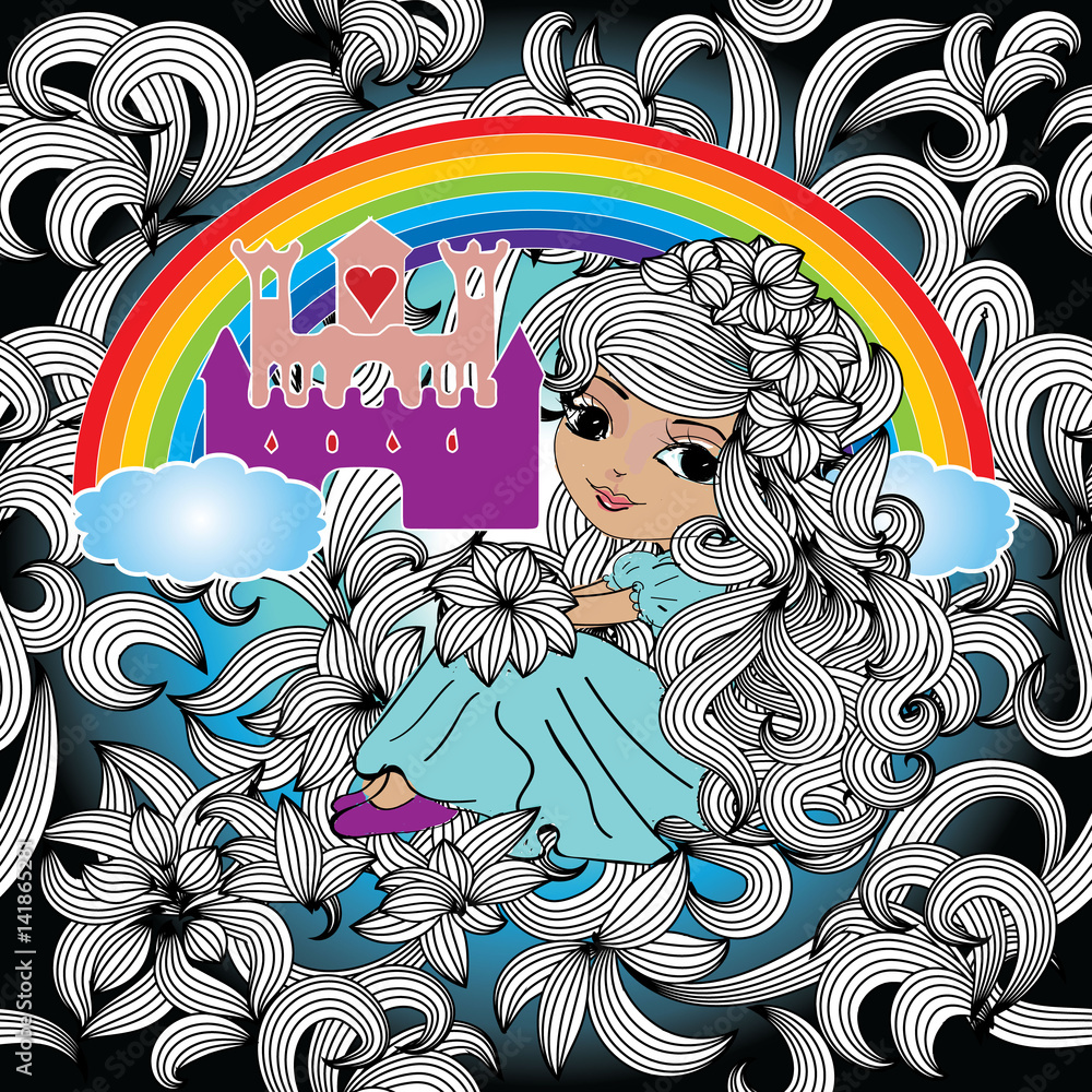 Fairytale seamless pattern. Floral background wallpaper illustration ...