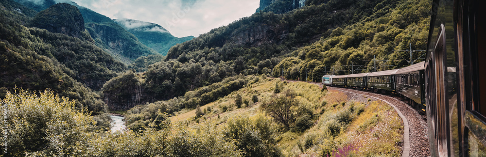 Panorama of Flam railway Stock Photo | Adobe Stock