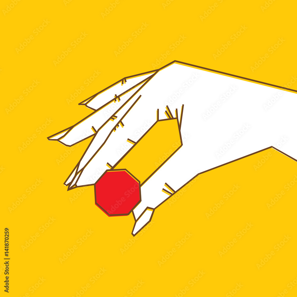 hand hold round object design Stock Vector | Adobe Stock