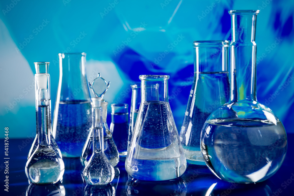 Lab theme. Science and medical background. Laboratory glassware. Stock ...