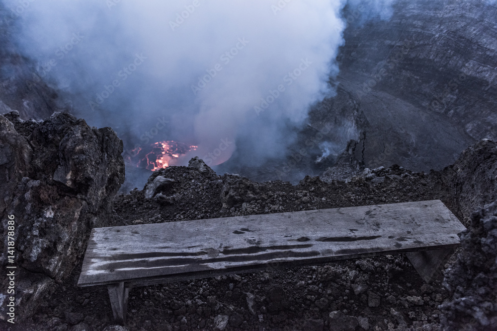 Photo & Art Print Crater of nyiragongo volcano in eruption, Eric Isselée