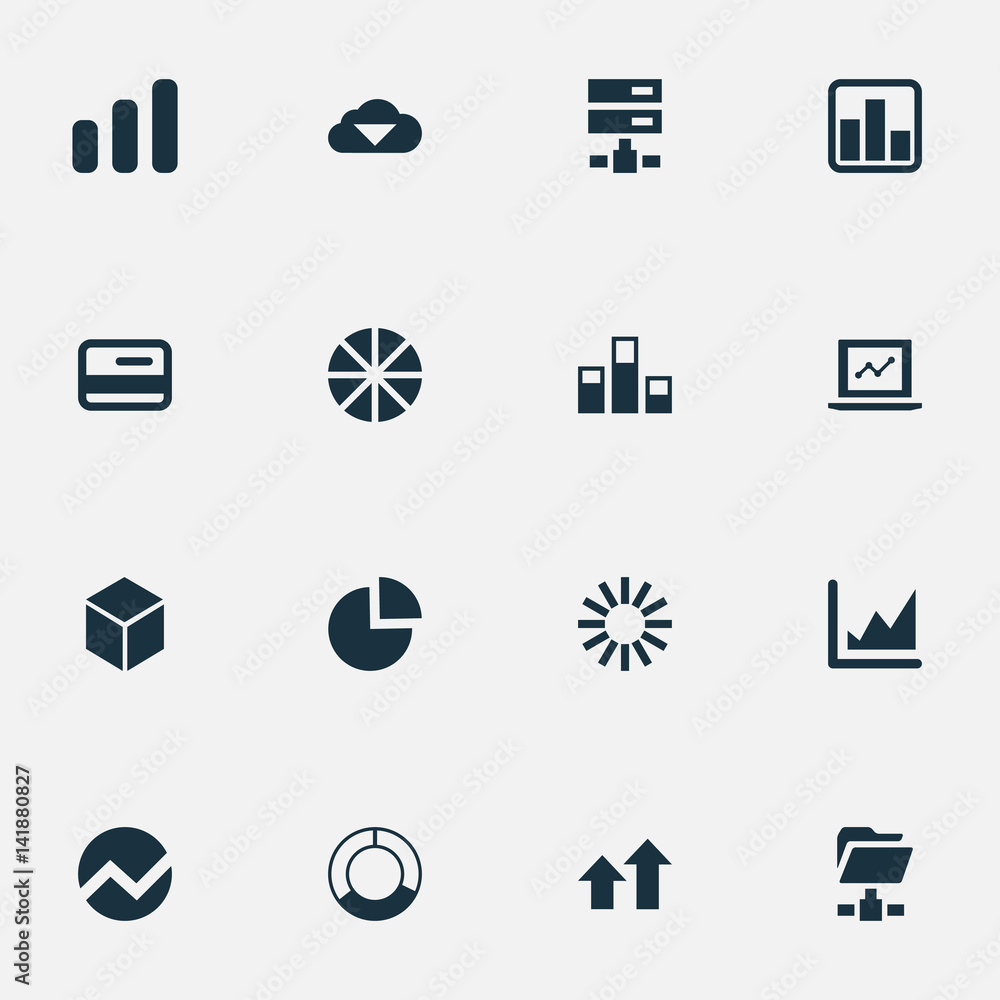 Vector Illustration Set Of Simple Data Icons. Elements Pie Chart ...