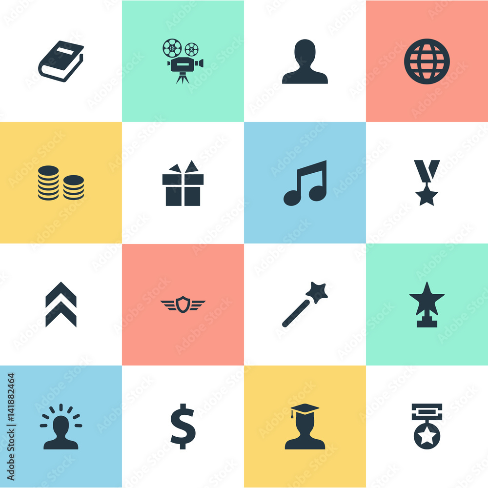 Vector Illustration Set Of Simple Reward Icons. Elements Medal ...