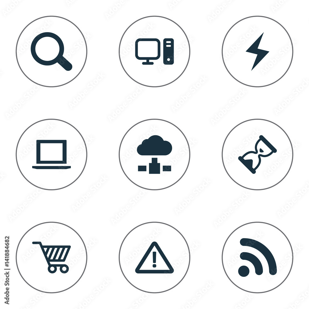 Vector Illustration Set Of Simple Computer Icons. Elements Computer ...