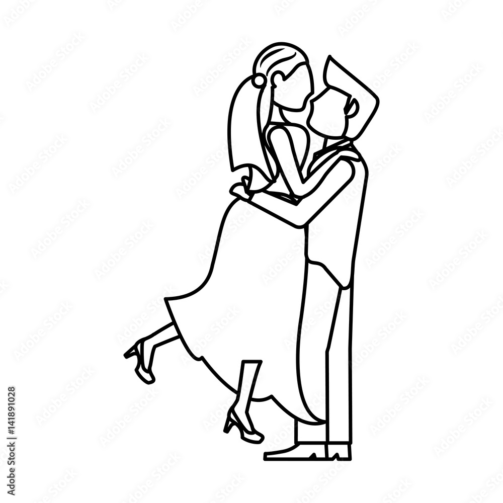 couple wedding together romantic outline vector illustration eps 10 ...