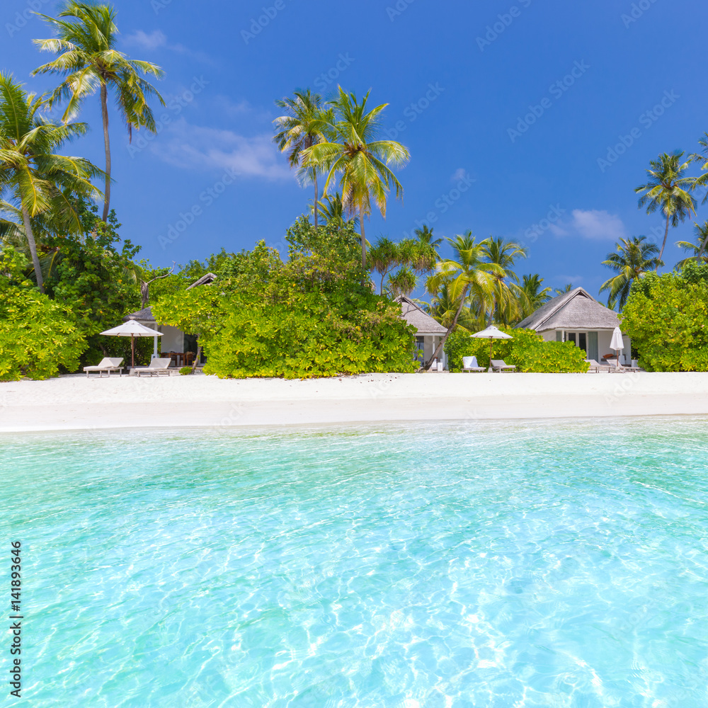 Beautiful perfect tropical beach scenery backgrounds blue sea lagoon ...