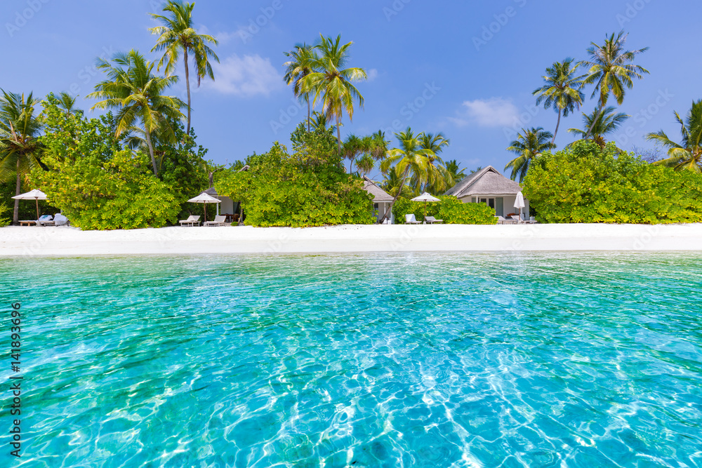 Beautiful perfect tropical beach scenery backgrounds blue sea lagoon ...