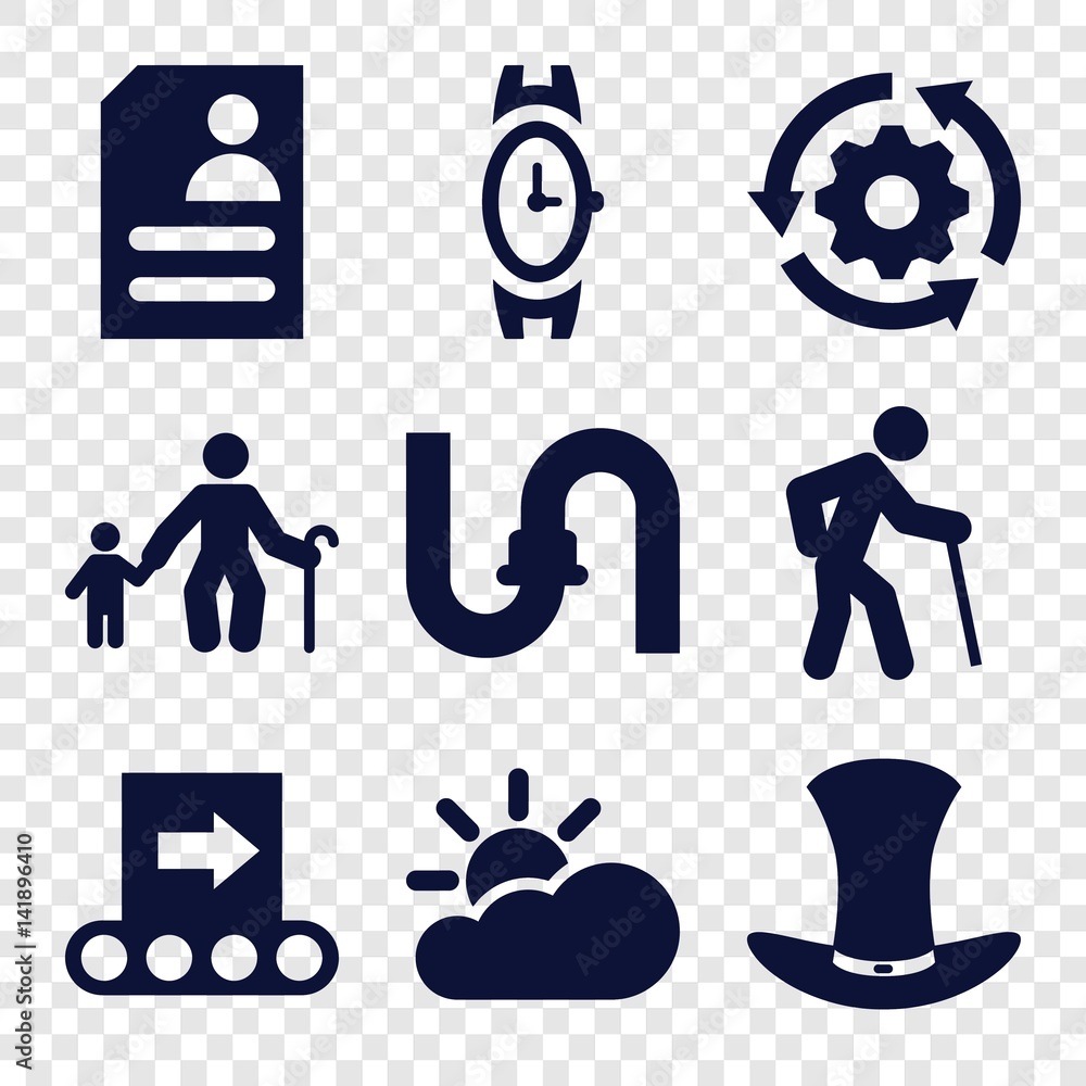 Set of 9 grey filled icons Stock Vector | Adobe Stock