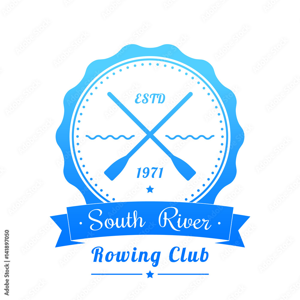Rowing club logo, emblem, vector sign on white Stock Vector | Adobe Stock