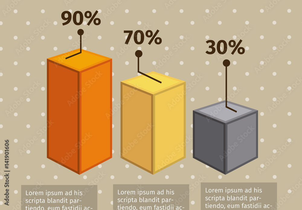 3D Bar Chart Infographic Data Visualization Statistics Template Stock ...
