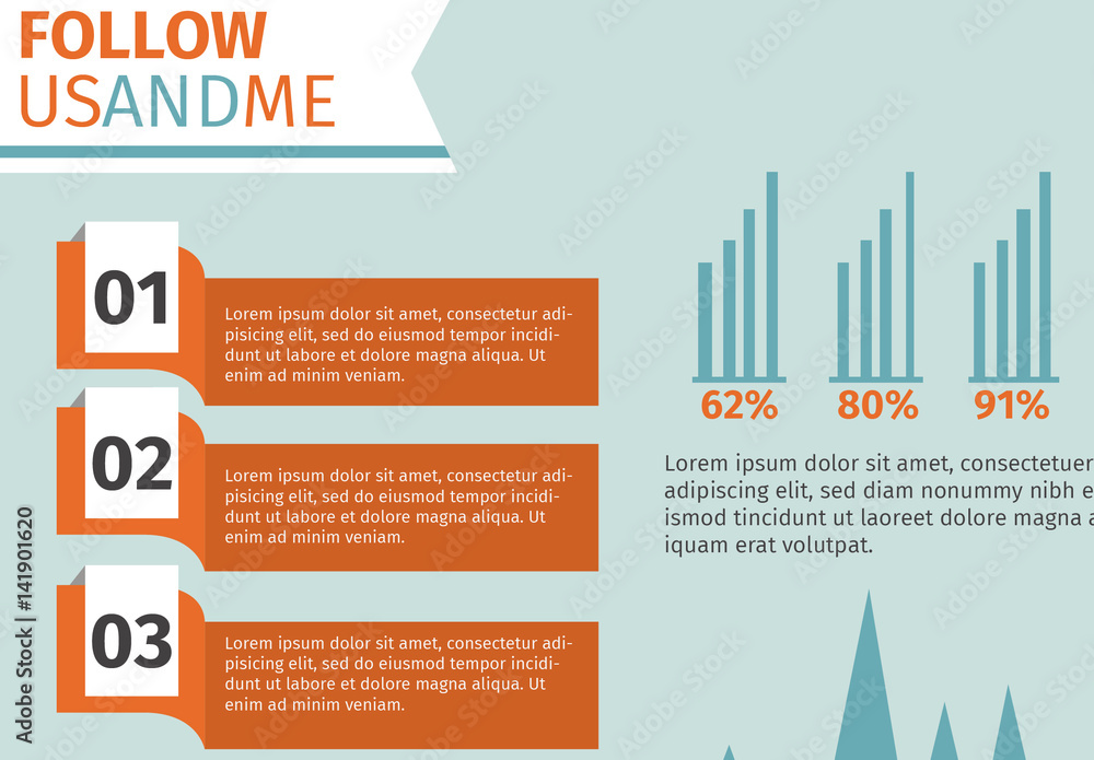 Mulitpurpose Numbered Tab Infographic with Graphs Stock Template ...