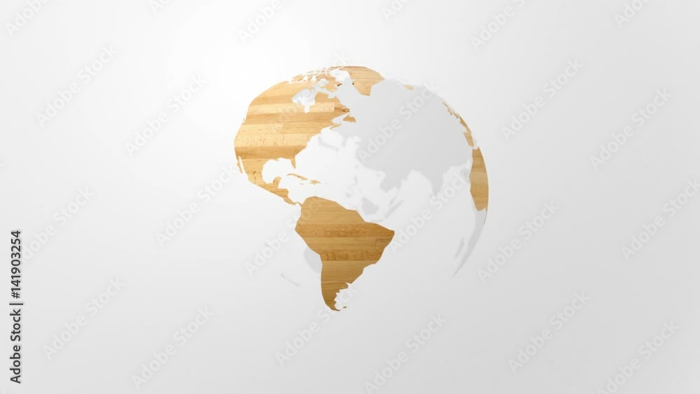 looping spinning globe world map earth with wood texture Stock Video ...