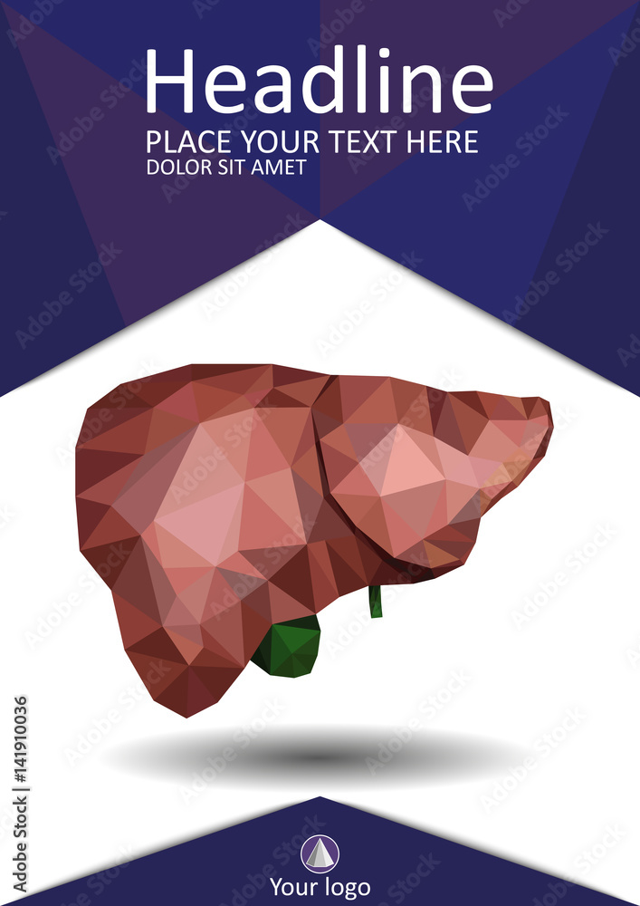 Book cover template with Realistic human liver with bile duct and ...