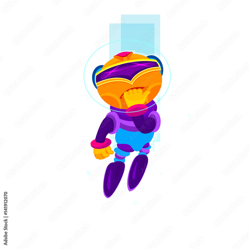 Cartoon robot character. concept of internet irc, interactive, robotic ...