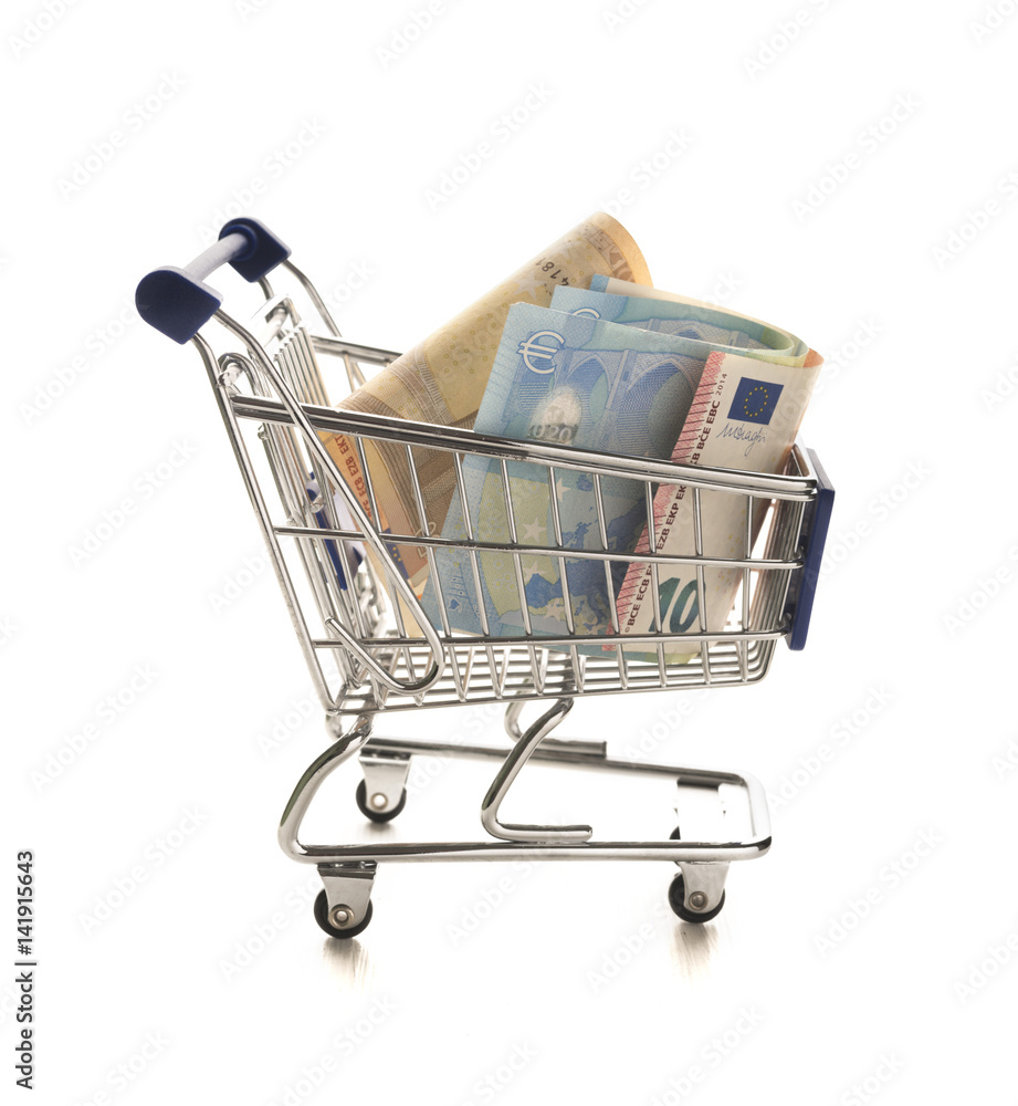 Shopping Trolley with money Stock Photo | Adobe Stock