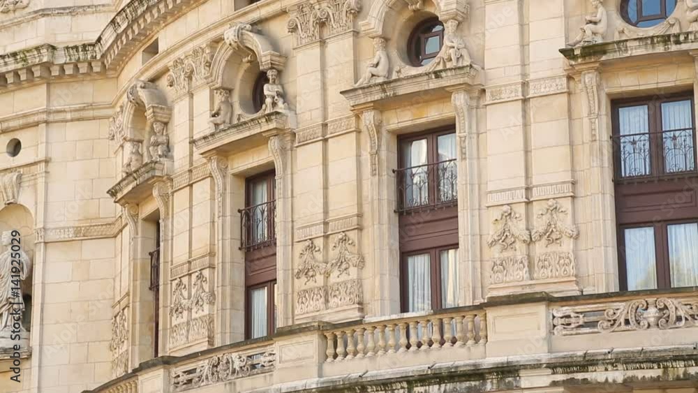 Sophisticated facade of Arriaga opera house in Bilbao, neo-baroque ...