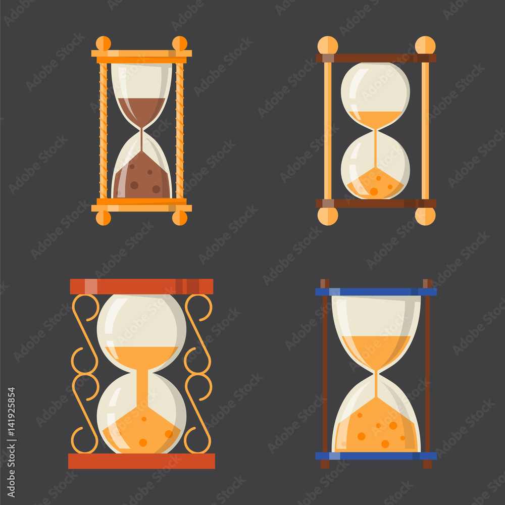 Sandglass icon time flat design history second old object and sand ...