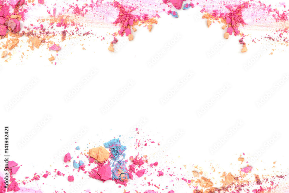 Crushed make up color frame and border with blank space for text ...