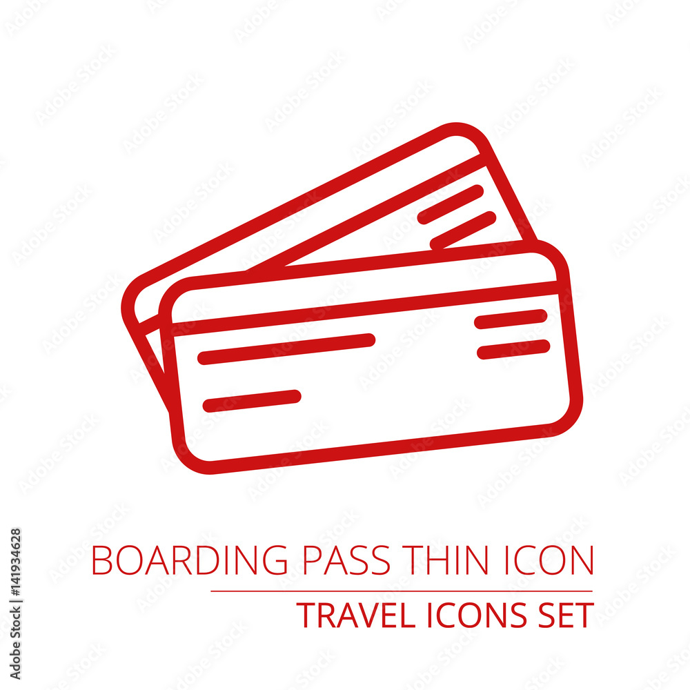 Boarding pass thin icon Stock Illustration | Adobe Stock