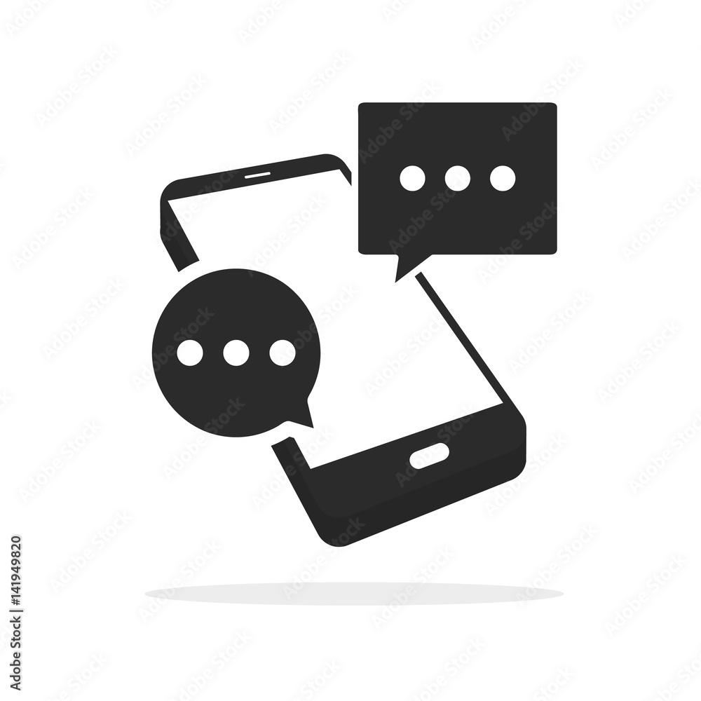 Message Icon in flat style isolated on white background. Sms symbol ...