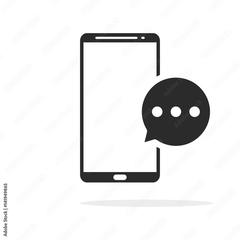 Message Icon in flat style isolated on white background. Sms symbol ...