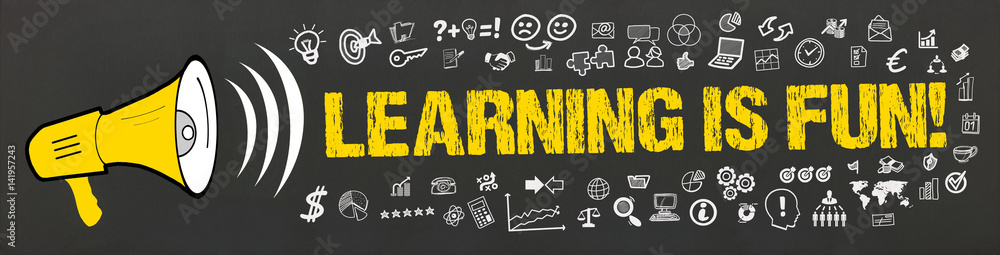 Learning is Fun! / Megafon mit Symbole Stock Illustration | Adobe Stock