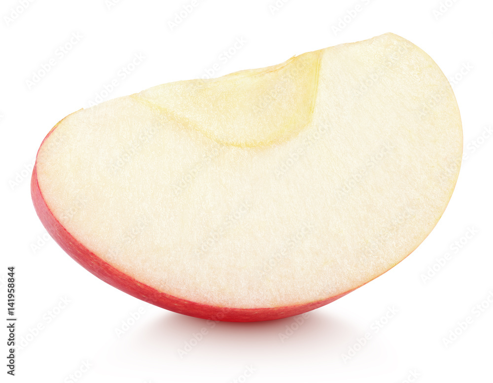 Slice of red apple fruit without seed isolated on white background. Red ...