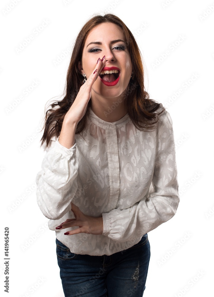 Beautiful young girl shouting Stock Photo | Adobe Stock