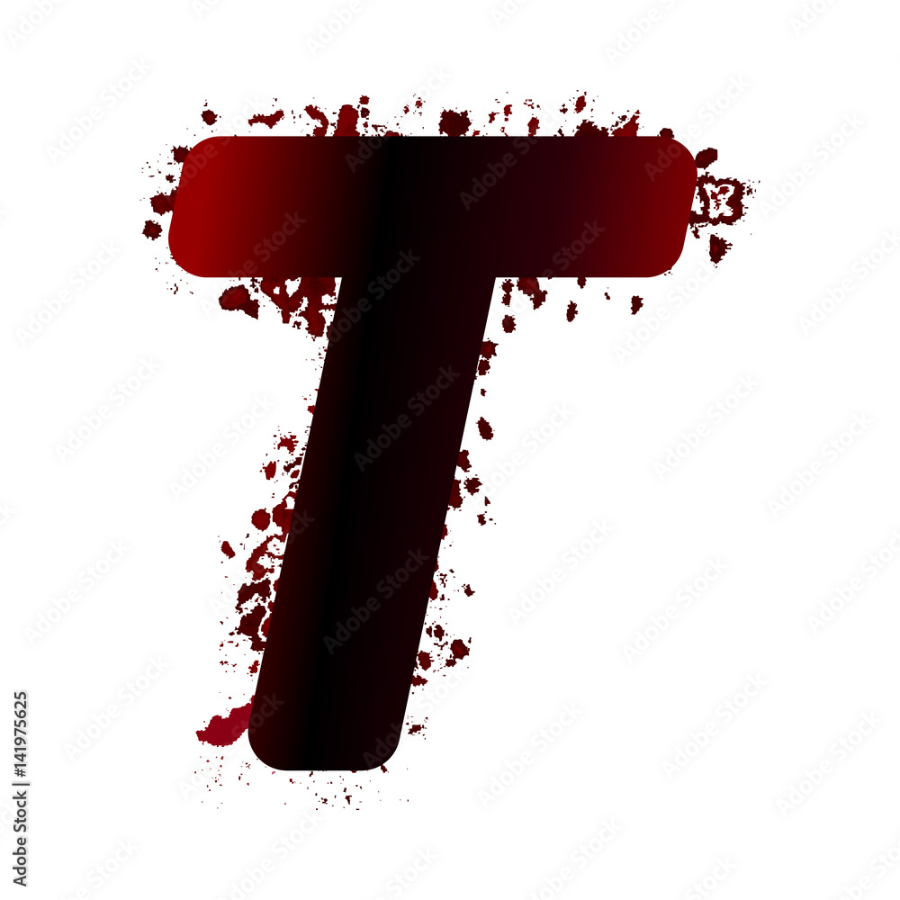 Vecteur Stock Dirty bloody letter T with spots. Grunge alphabet. Scary ...