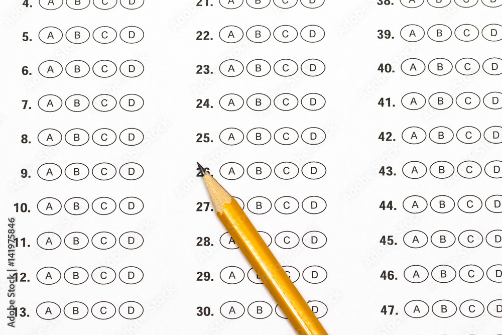 Test score sheet with answers and pencil Stock Photo | Adobe Stock