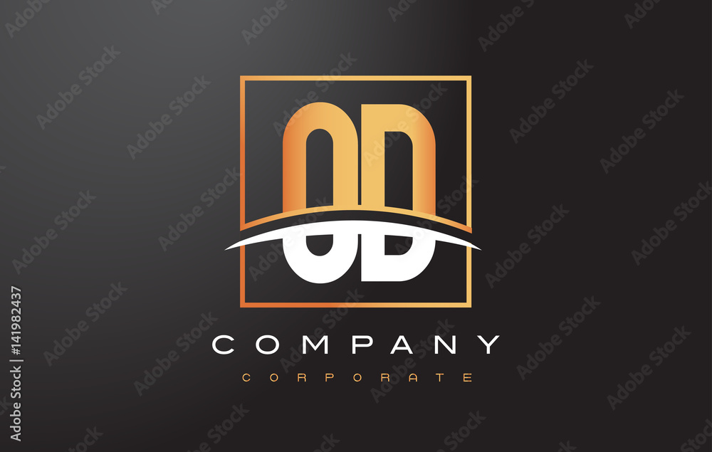 OD O D Golden Letter Logo Design with Gold Square and Swoosh. Stock ...