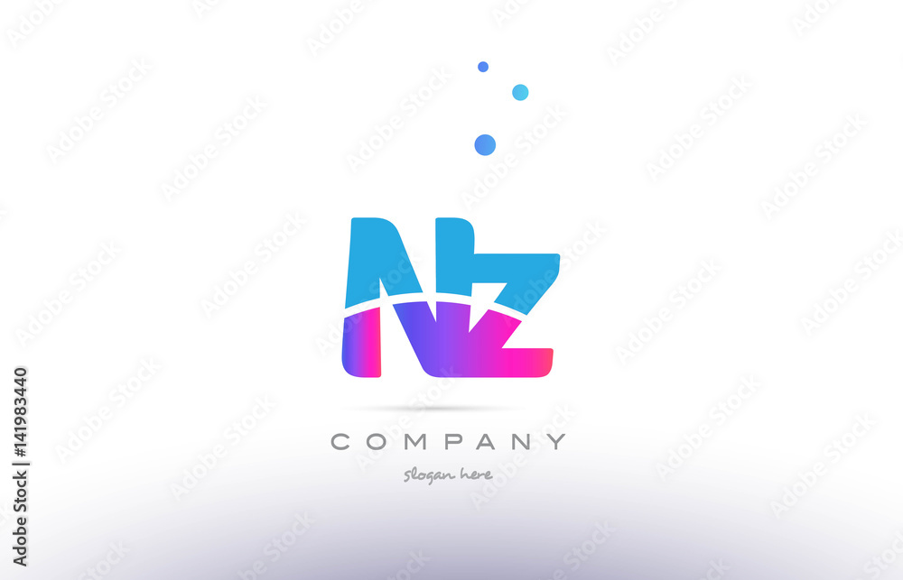 nz n z pink blue white modern alphabet letter logo icon template Stock ...