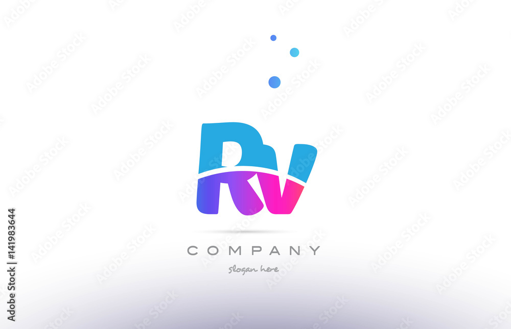 rv r v pink blue white modern alphabet letter logo icon template Stock ...