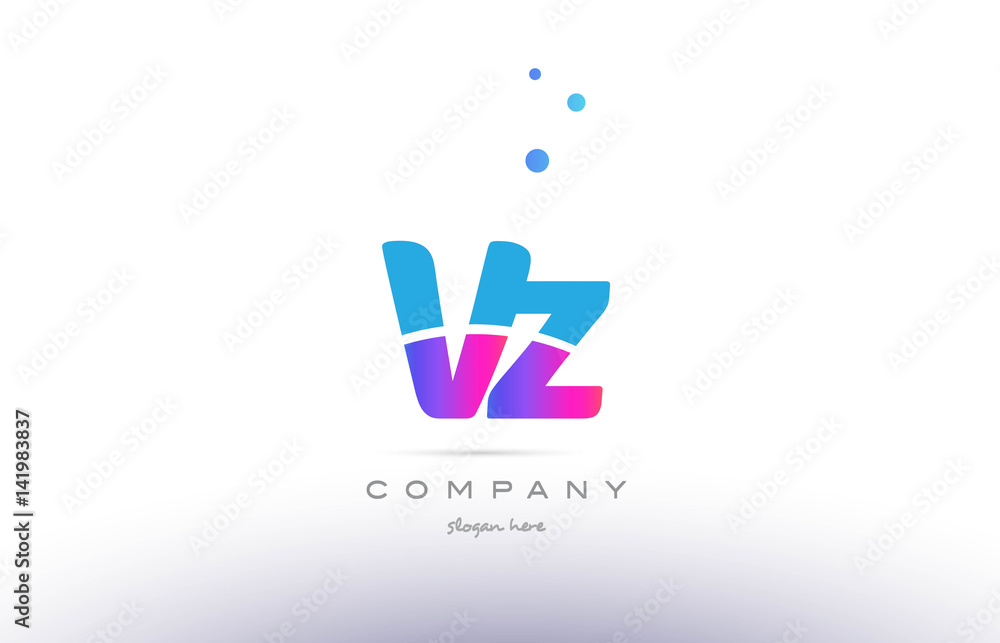 vz v z pink blue white modern alphabet letter logo icon template Stock ...