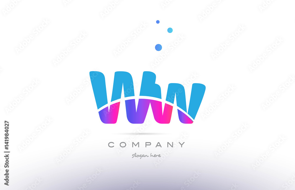 ww w pink blue white modern alphabet letter logo icon template Stock ...