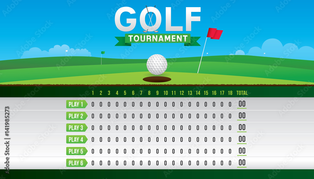 Vector of golf tournament with player and scoreboard. Stock Vector ...